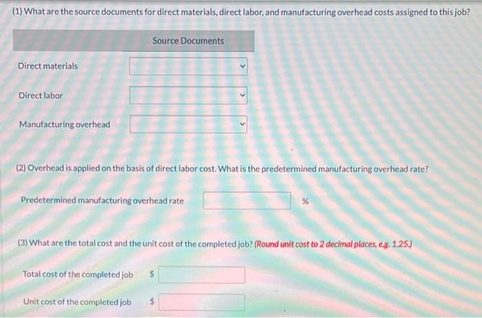 Solved (1) What are the source documents for direct | Chegg.com