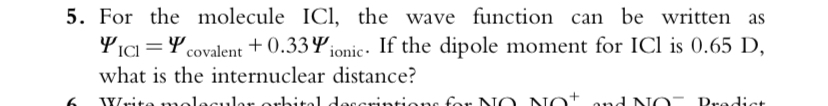Solved For the molecule ICl, the wave function can be | Chegg.com