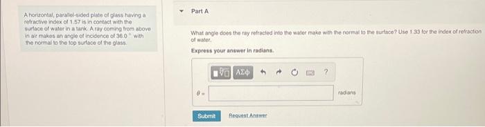 Solved Part A A horizontal parallel-sided plate of glass | Chegg.com