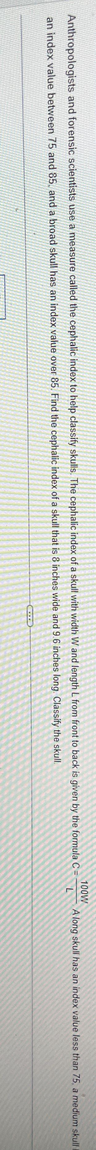 Solved an index value between 75 ﻿and 85 , ﻿and a broad | Chegg.com