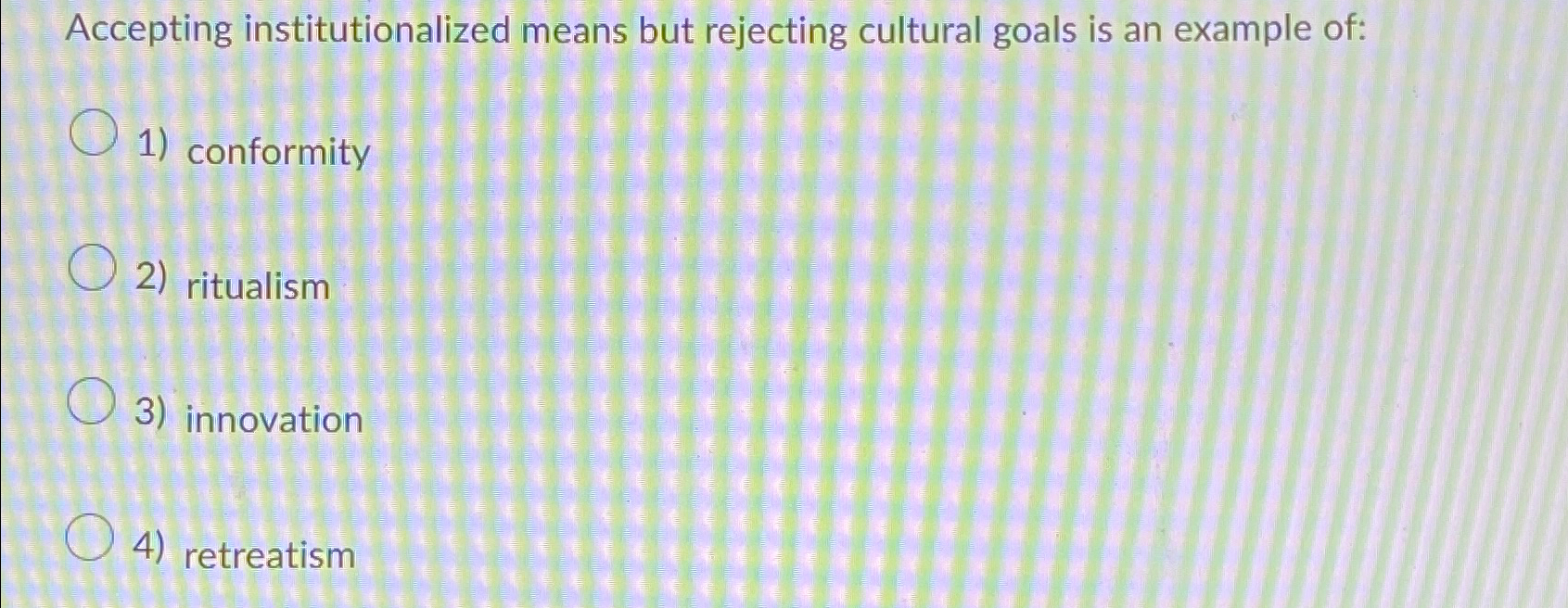 Solved Accepting institutionalized means but rejecting | Chegg.com
