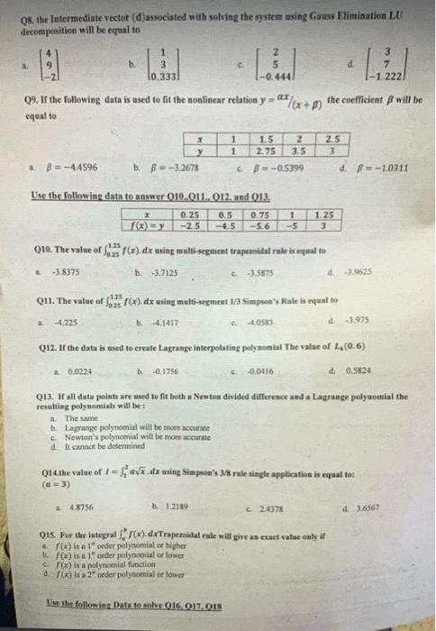 Solved Q8. the Intermediate vector (d)associated with | Chegg.com