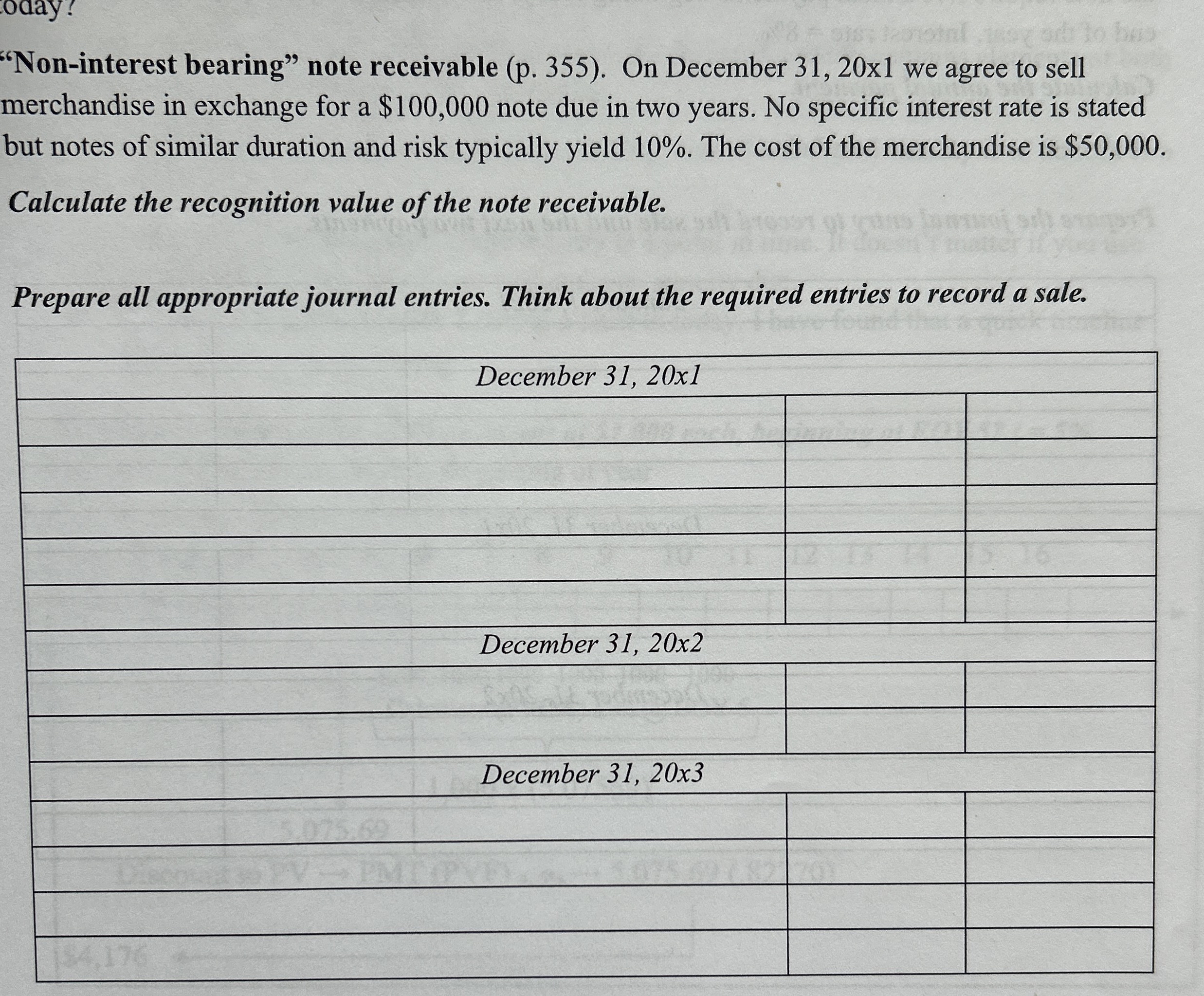 Solved "Non-interest bearing" note receivable (p. 355). ﻿On | Chegg.com
