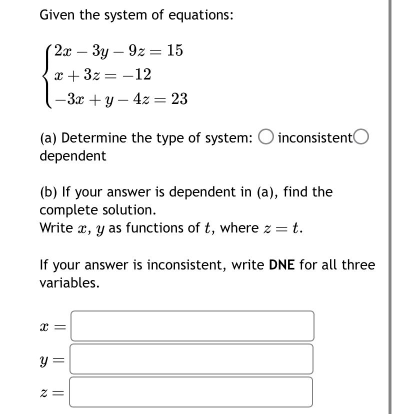 Solved Given the system of | Chegg.com