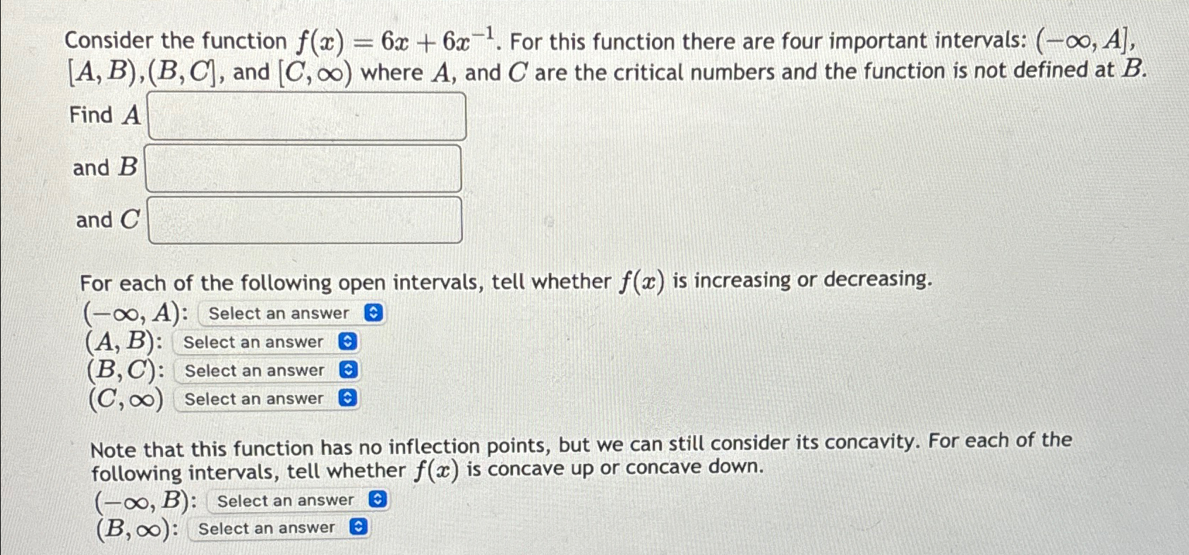 Solved Consider the function f(x)=6x+6x-1. ﻿For this | Chegg.com