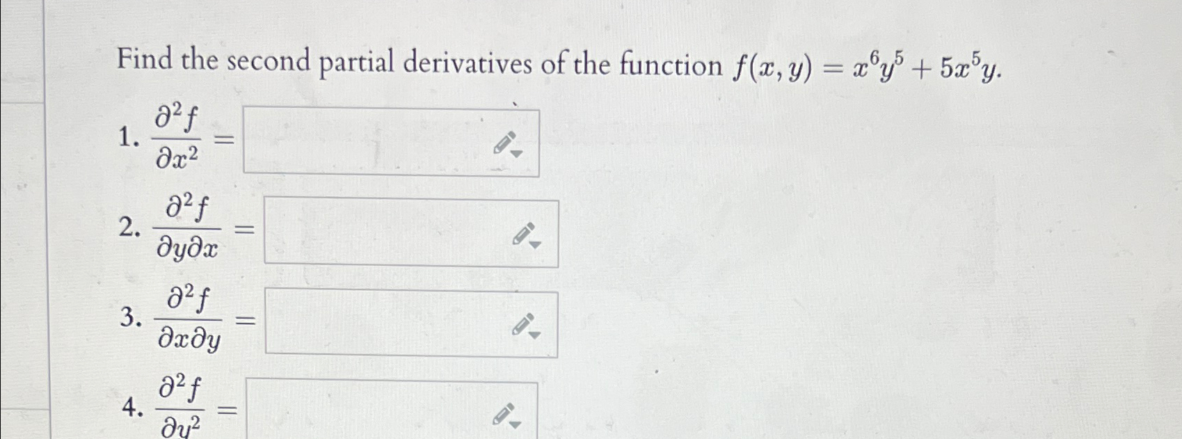 Solved Find the second partial derivatives of the function | Chegg.com