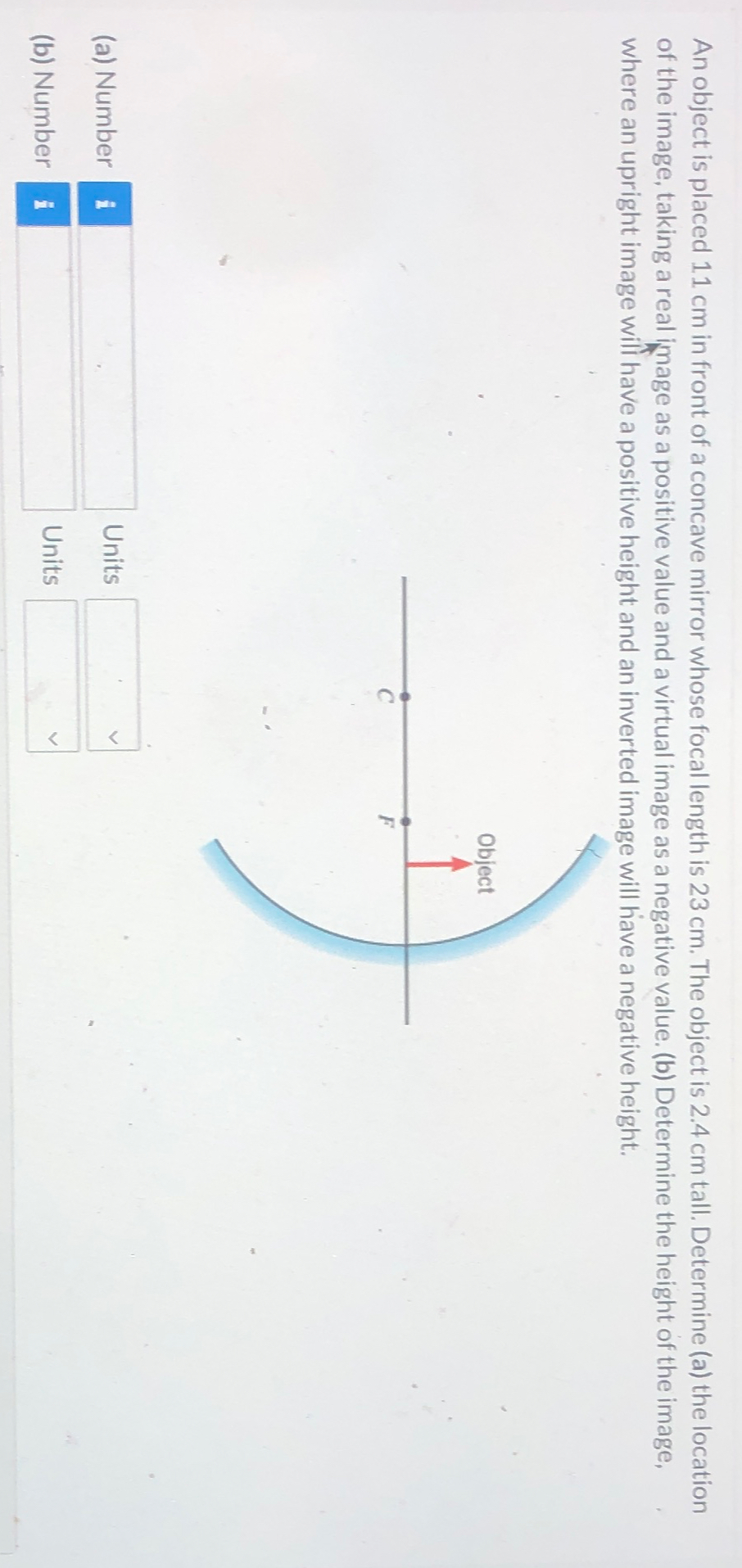 Solved An object is placed 11cm ﻿in front of a concave | Chegg.com