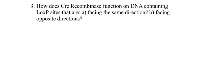 Solved 3. How does Cre Recombinase function on DNA | Chegg.com