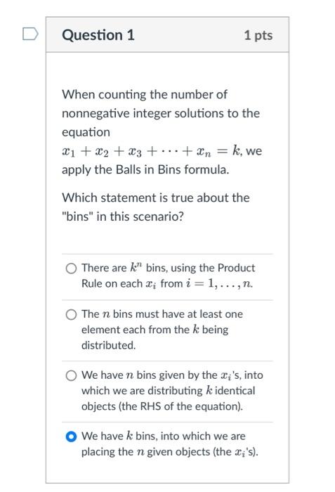 Solved D Question 1 1 pts When counting the number of | Chegg.com