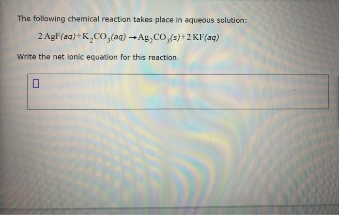Solved The following chemical reaction takes place in | Chegg.com