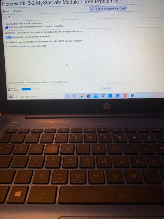 Solved Homework: 3-2 MyStatLab: Module Three Problem Sel 8 | Chegg.com