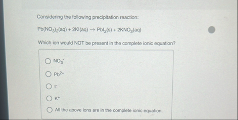 Solved Considering the following precipitation | Chegg.com
