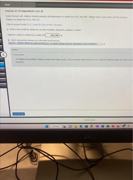 Solved Exercise 27-29 (Algorithmic) (L0, 8) Ueder Emma's | Chegg.com