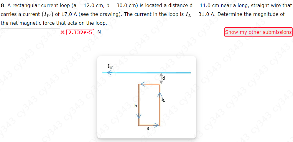 Solved A rectangular current loop (a=12.0cm,b=30.0cm) ﻿is | Chegg.com