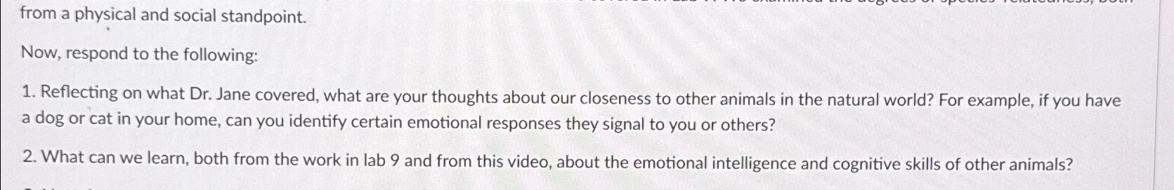 Solved from a physical and social standpoint.Now, respond to | Chegg.com