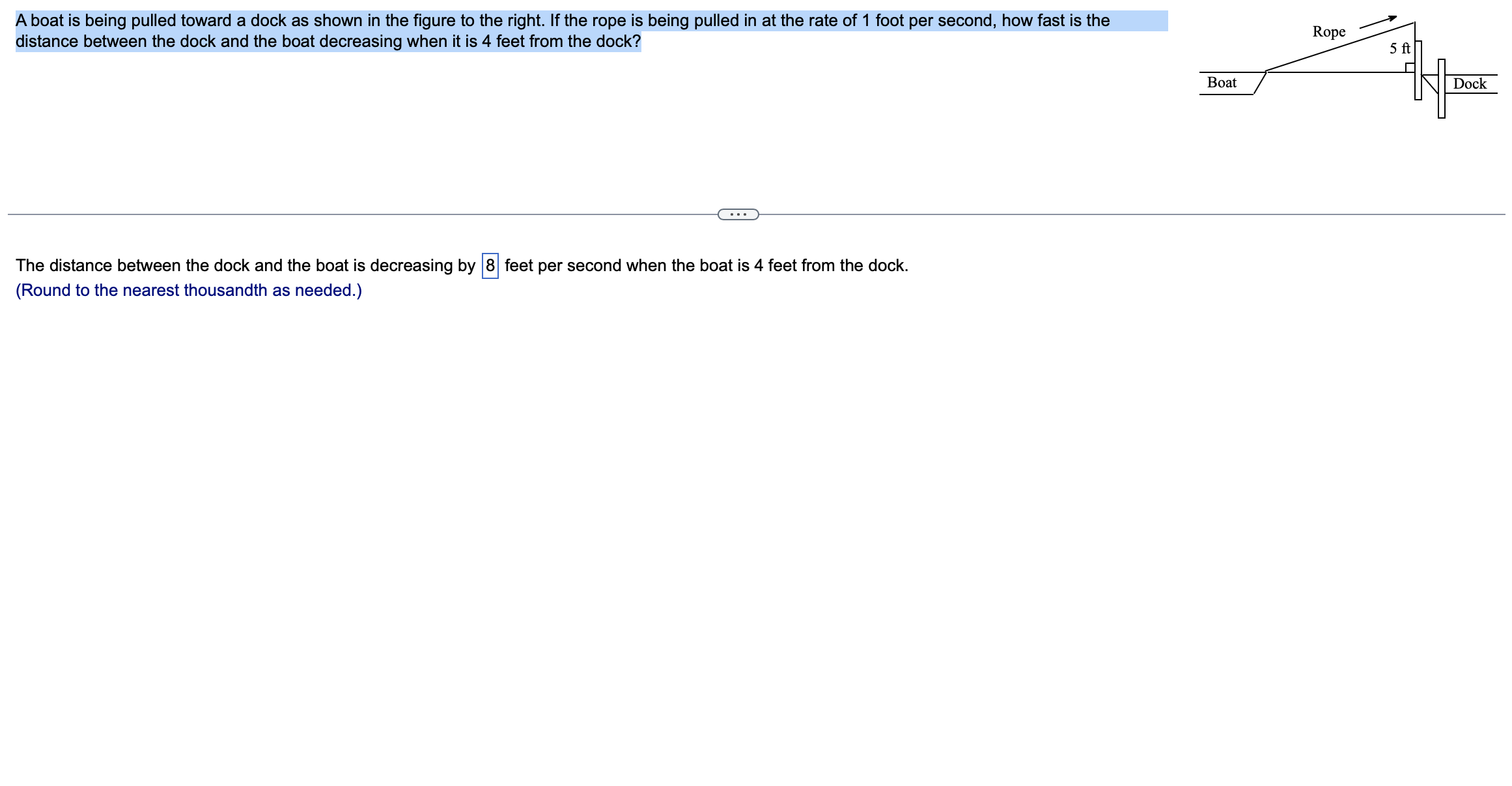 Solved A boat is being pulled toward a dock as shown in the | Chegg.com