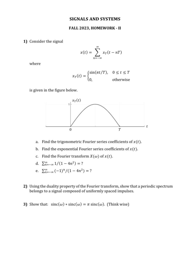 Solved SIGNALS AND SYSTEMSFALL 2023, ﻿HOMEWORK - | Chegg.com