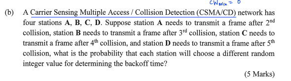 Solved (b) ﻿A Carrier Sensing Multiple Access / ﻿Collision | Chegg.com