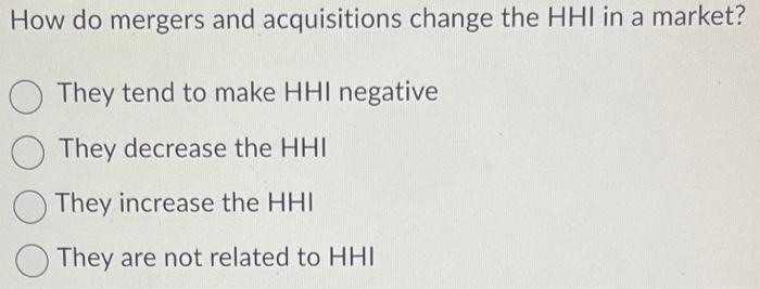 Solved How do mergers and acquisitions change the HHI in a | Chegg.com