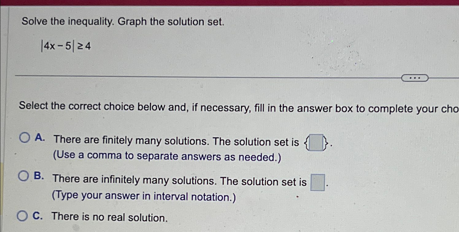 Solved Solve the inequality. Graph the solution | Chegg.com