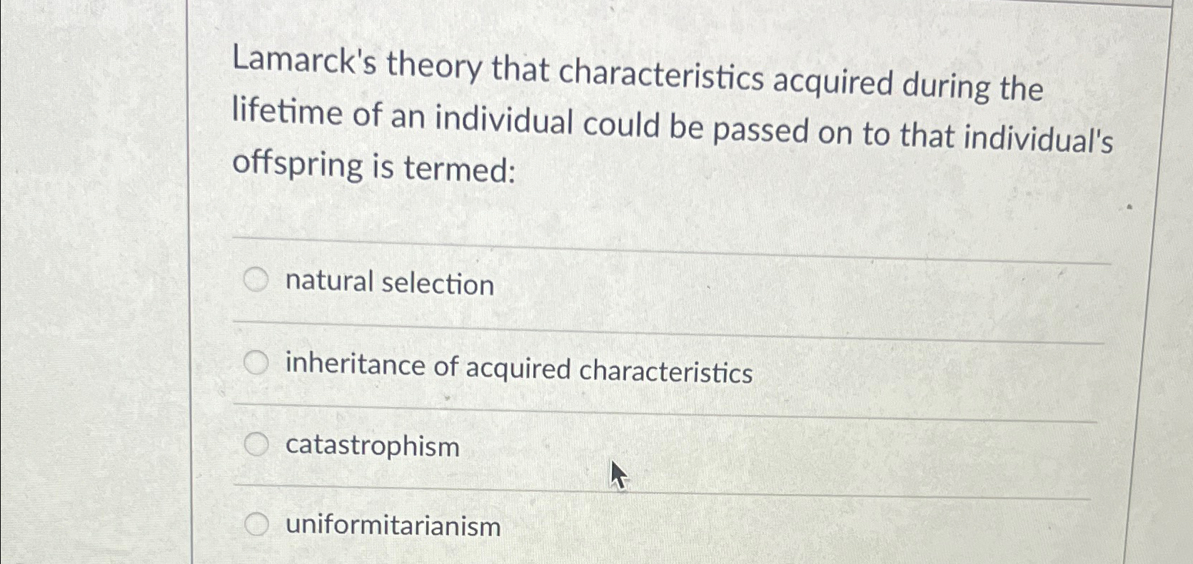 Solved Lamarck's theory that characteristics acquired during | Chegg.com