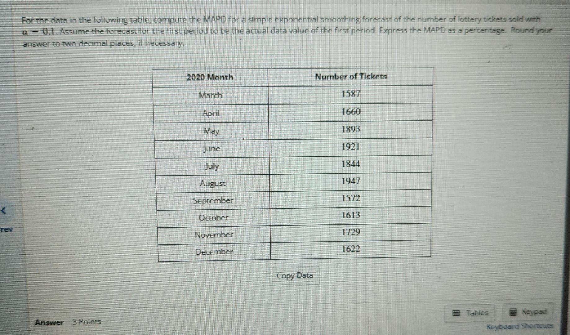 Solved For the data in the following table, compute the MAPD | Chegg.com