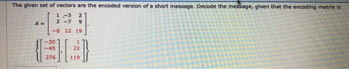 Solved glven set of vectors are the encoded version short | Chegg.com