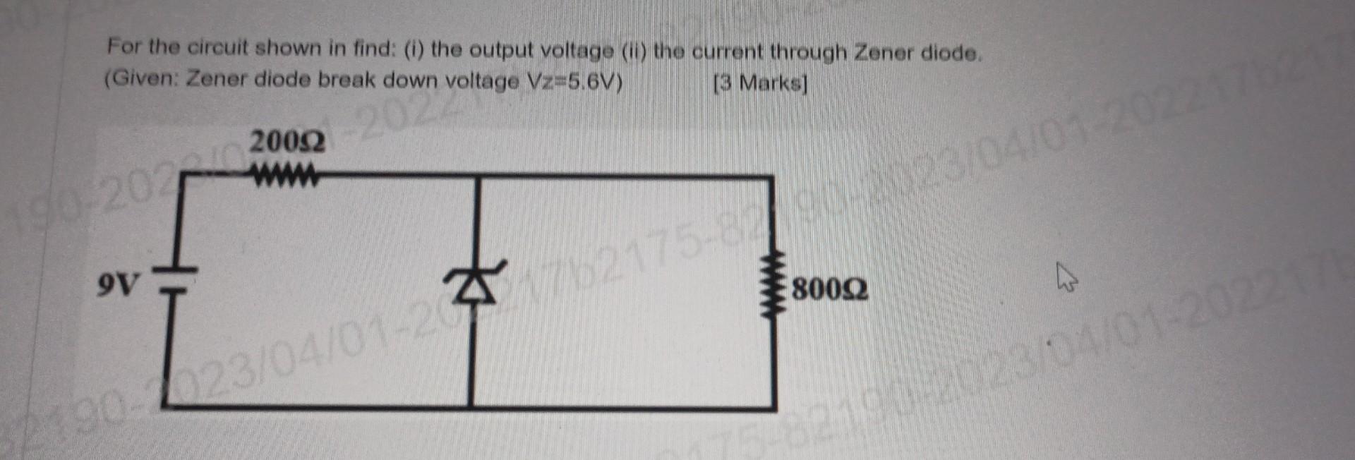 Solved For the circuit shown in find: (i) the output voltage | Chegg.com