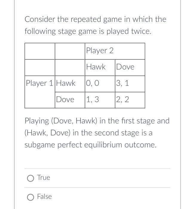Solved Consider the repeated game in which the following | Chegg.com