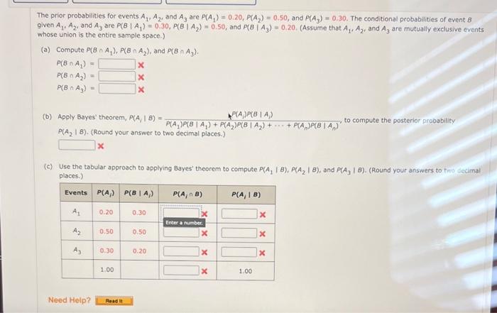 Solved The prior probabilities for events A1,A2 and A3 are | Chegg.com