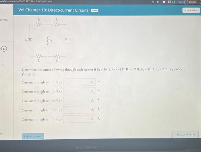 Solved Vol Chapter 10 Direct Current Circuits Determine The