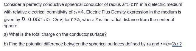 Solved Consider a perfecty conductive spherical conductor of | Chegg.com