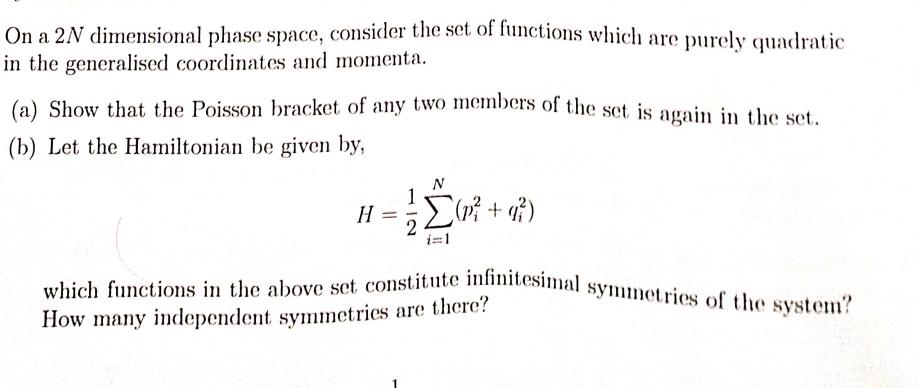 Solved On a 2N ﻿dimensional phase space, consider the set of | Chegg.com