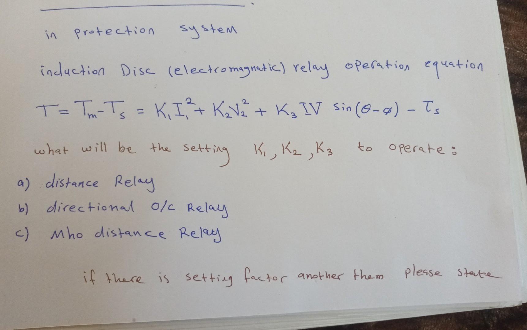 Solved in protection system induction Disc (electromagnatic) | Chegg.com