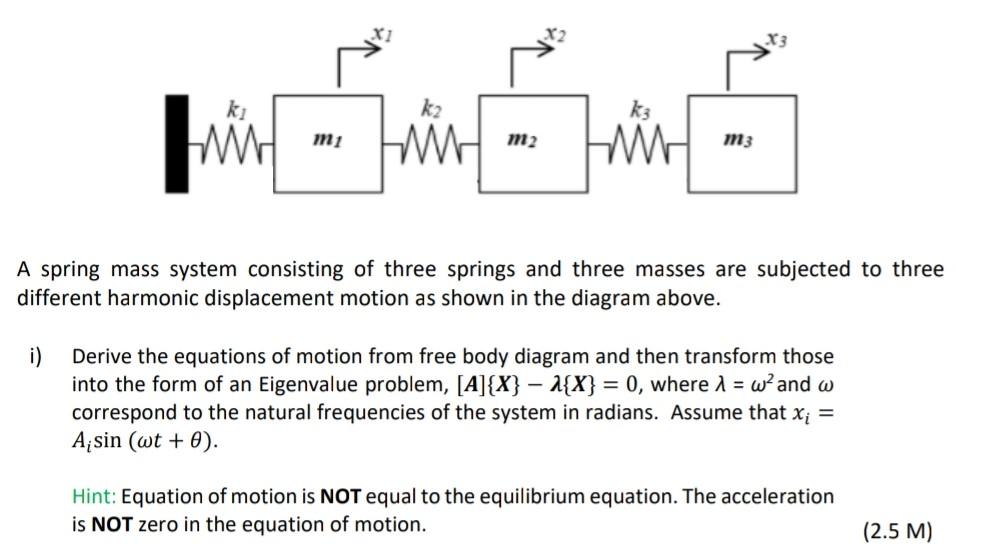 Solved k2 W A spring mass system consisting of three springs | Chegg.com
