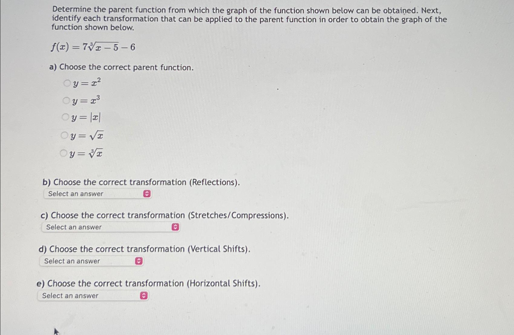 Solved Determine the parent function from which the graph of | Chegg.com