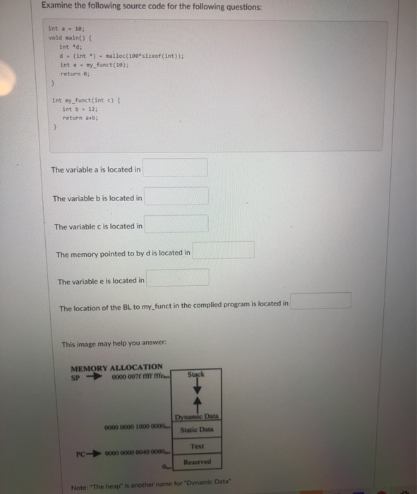 Solved Examine the following source code for the following | Chegg.com