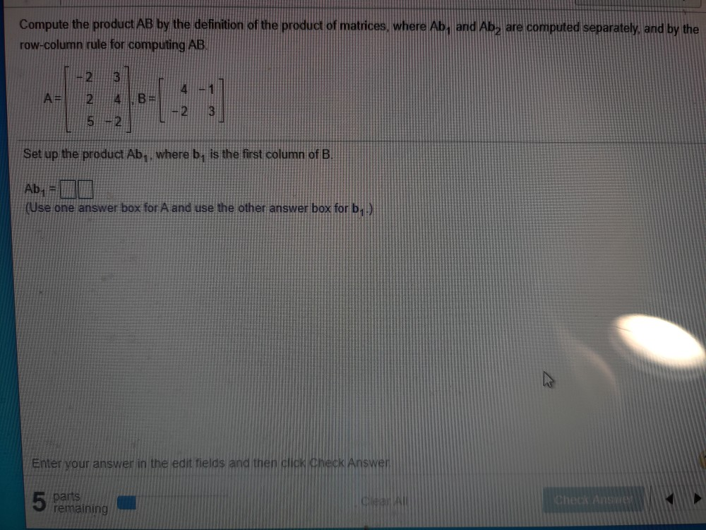 Solved Compute the product AB by the definition of the | Chegg.com