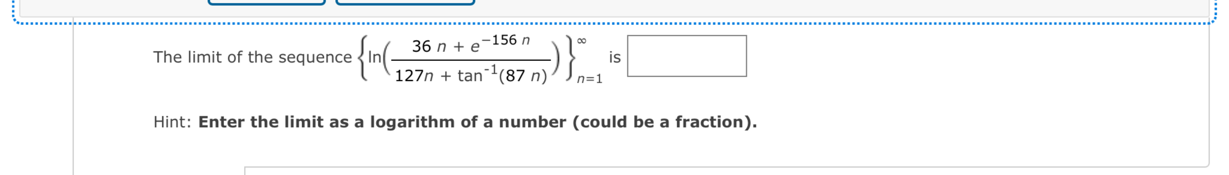 Solved The limit of the sequence | Chegg.com