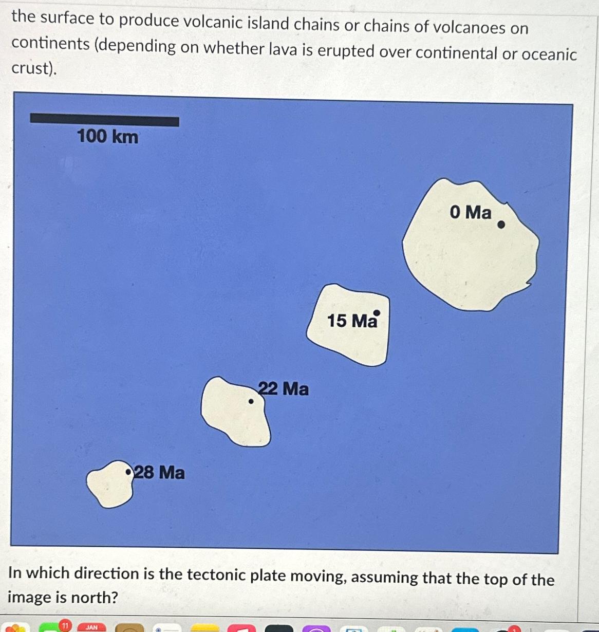 Solved the surface to produce volcanic island chains or | Chegg.com