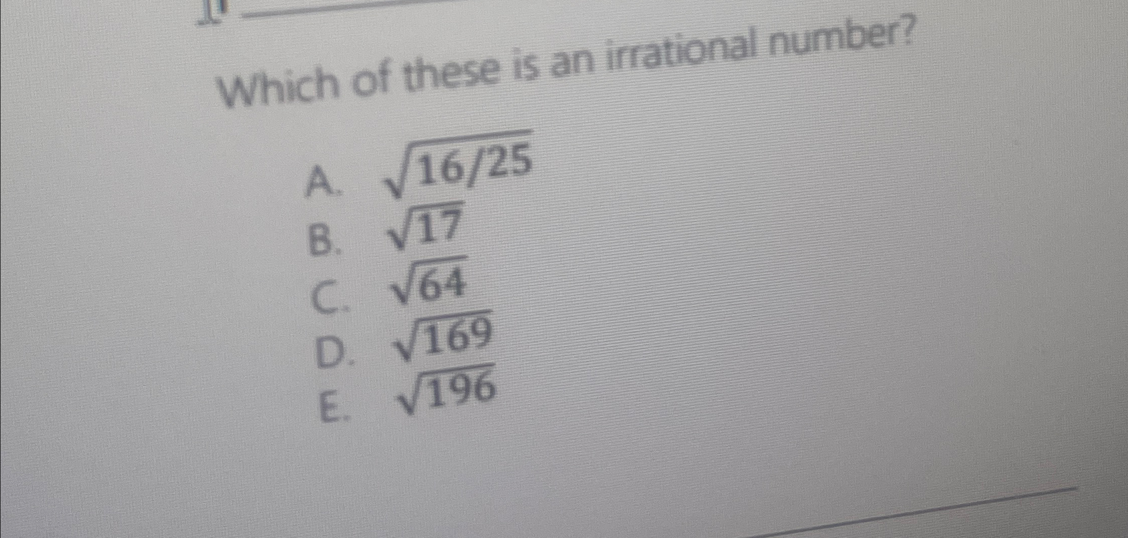 Solved Which of these is an irrational | Chegg.com