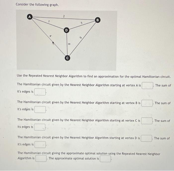Solved Consider the following graph. 2 B 3 D Use the | Chegg.com