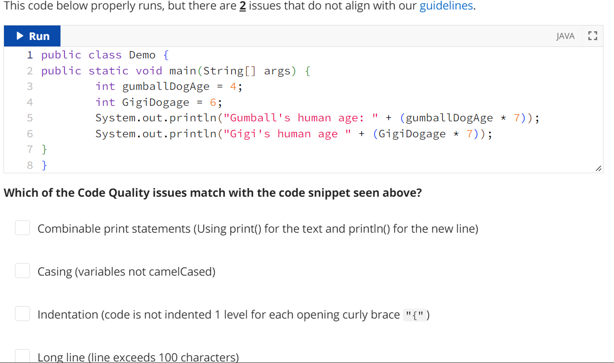 Solved This code below properly runs, but there are 2? | Chegg.com