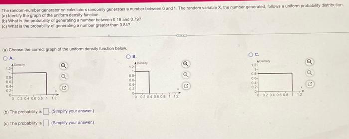 Solved The random-number generator on calculators randomly | Chegg.com