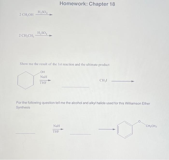 Solved 2 CH3OH 2 CH₂CH3 H₂SO4 H₂SO4 Show me the result of | Chegg.com