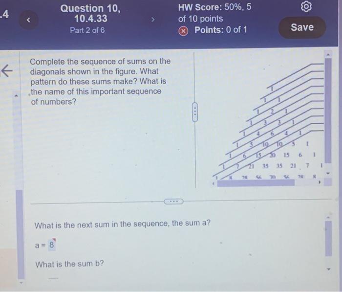 Solved Complete the sequence of sums on the diagonals shown | Chegg.com