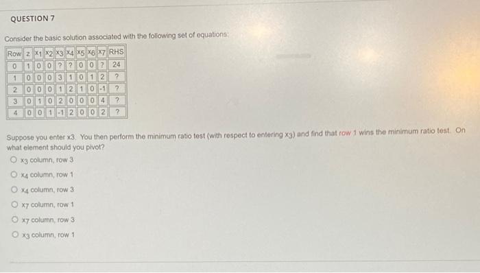 Solved QUESTION 6 Consider the basic solution associated | Chegg.com