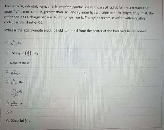 Solved Two parallel, infinitely long, z- axis oriented | Chegg.com