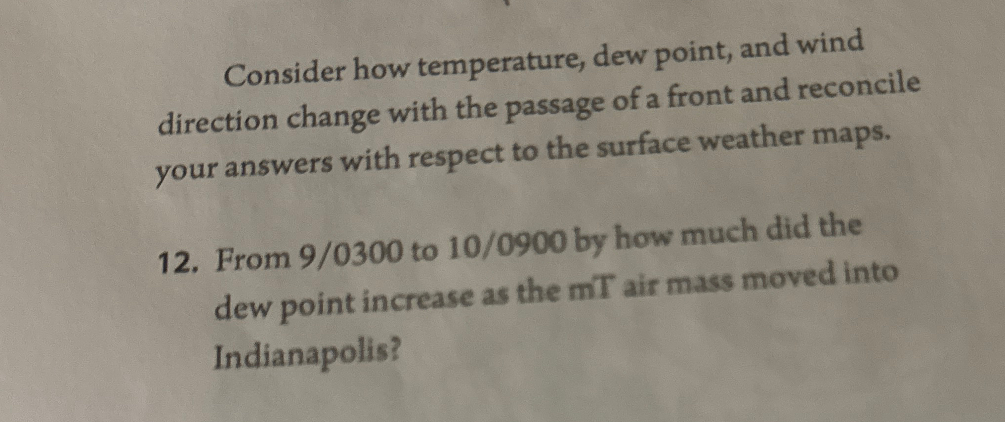 Solved Consider how temperature, dew point, and wind | Chegg.com