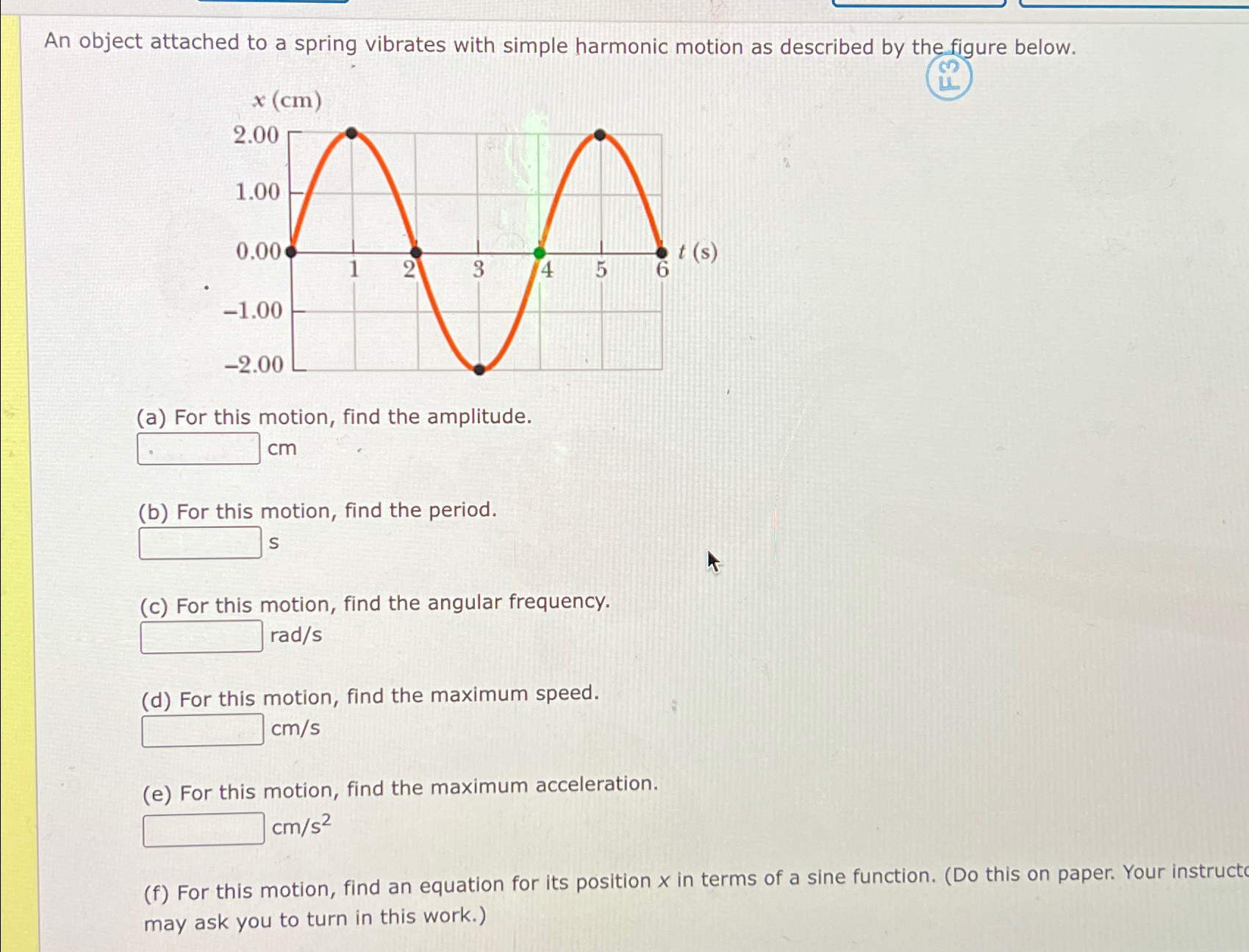 An object attached to a spring vibrates with simple | Chegg.com